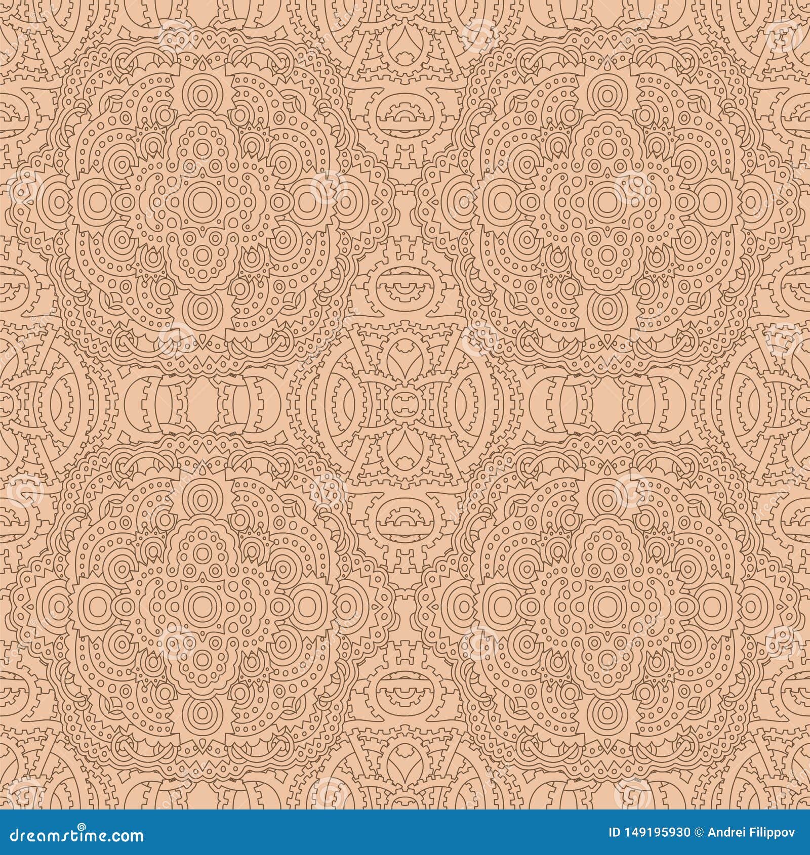 Brown Linear Seamless Pattern on Beige Background Stock Vector ...