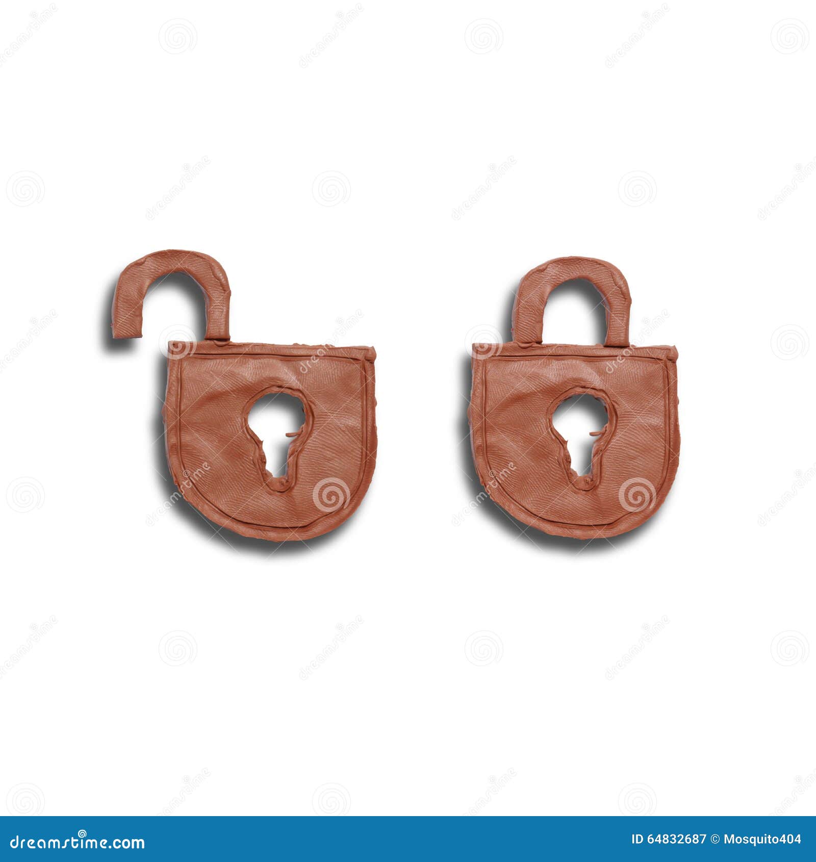 Brown Locks Icons on White Background Made of Plasticine Stock Image ...
