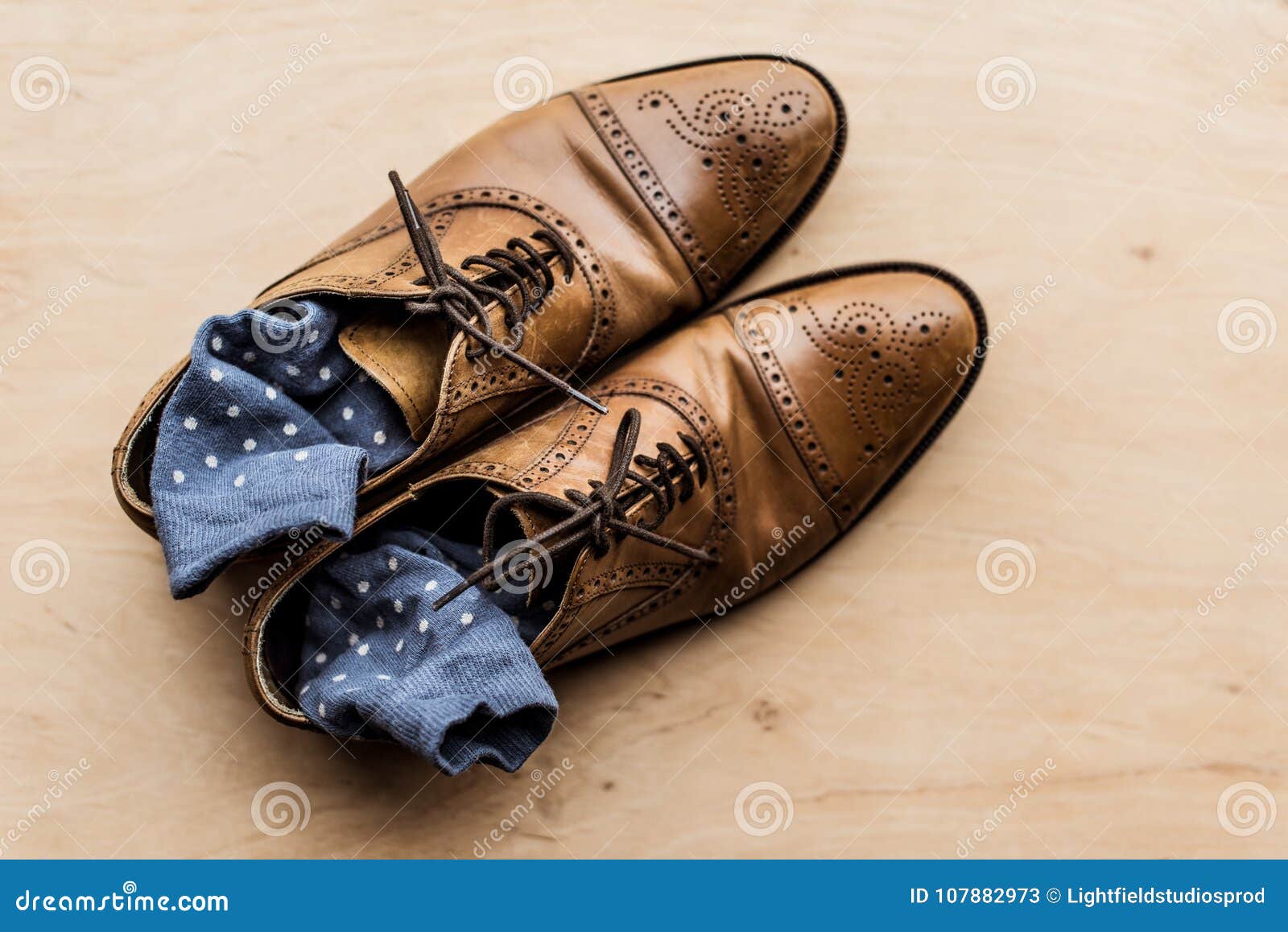 Brown Male Shoes with Socks Inside Stock Image - Image of luxury ...