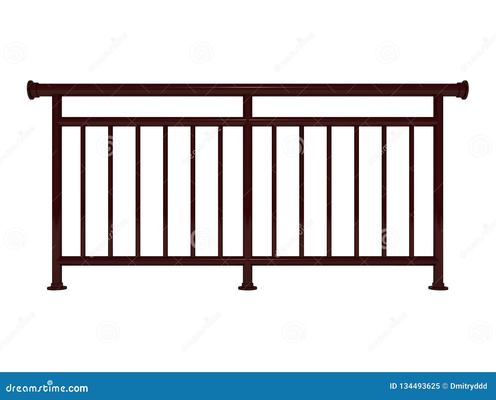 Brown Metal Modern Railing Render 3d Model Stock Illustration ...