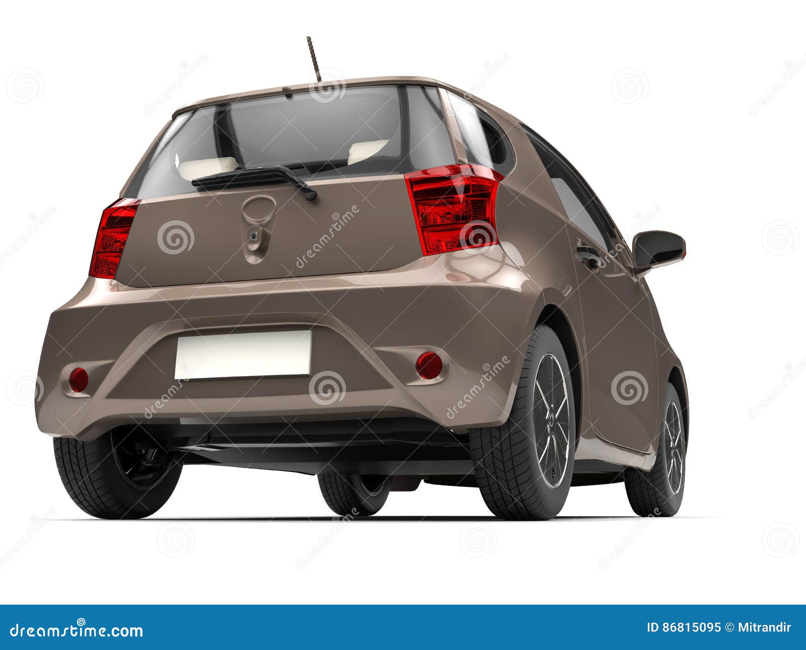 Brown Metallic Small Urban Compact Car - Rear Low Angle View Stock ...