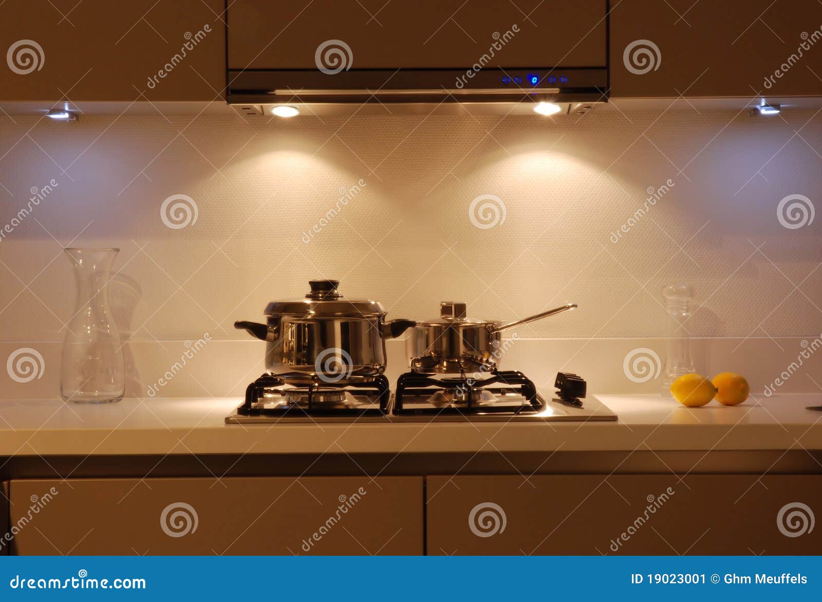 Brown Modern Gloss Kitchen - Detail Cooking Area Stock Image - Image of ...