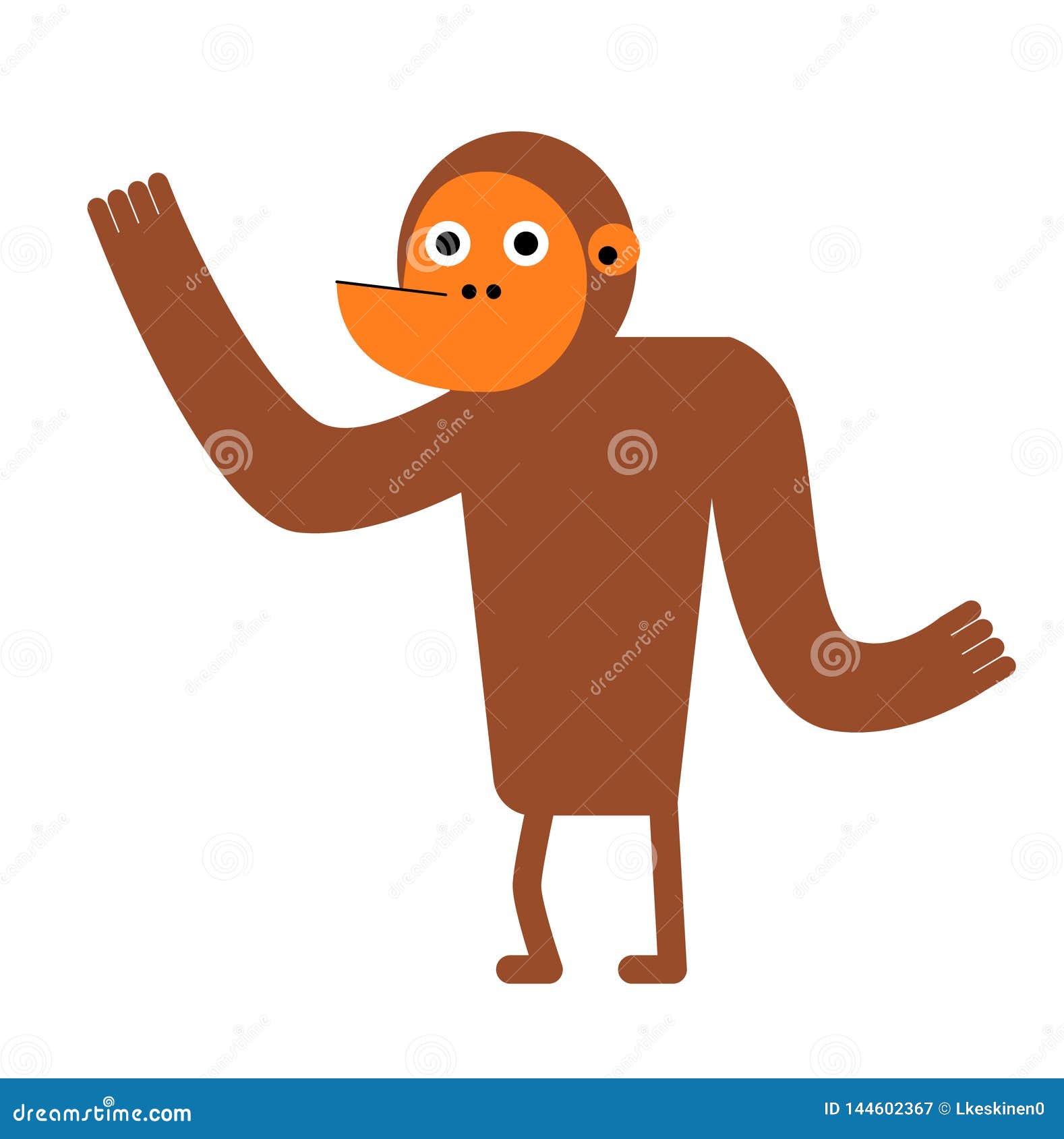 Brown Monkey Flat Illustration Stock Vector - Illustration of white ...