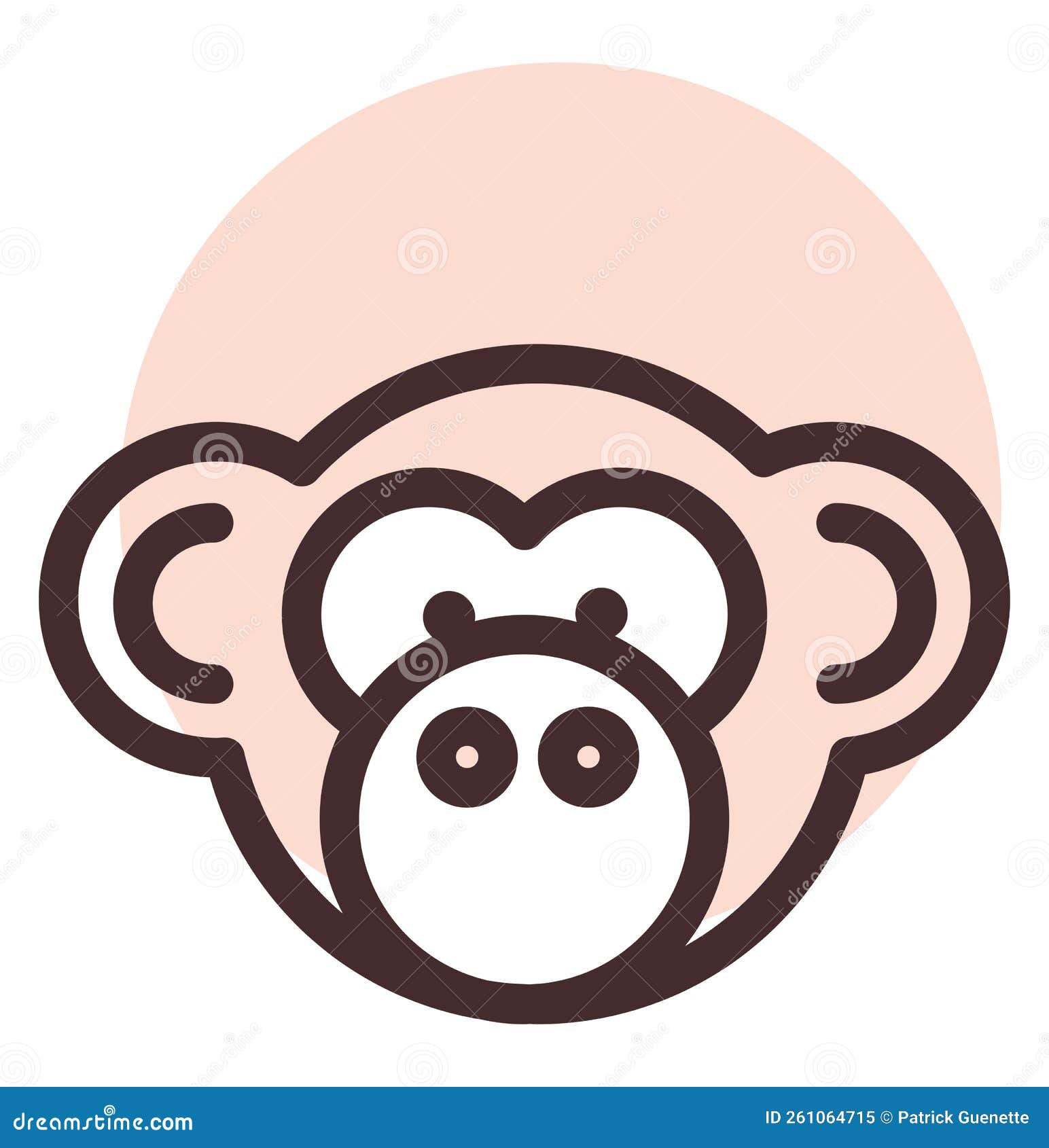 Brown monkey head, icon stock vector. Illustration of monkey - 261064715