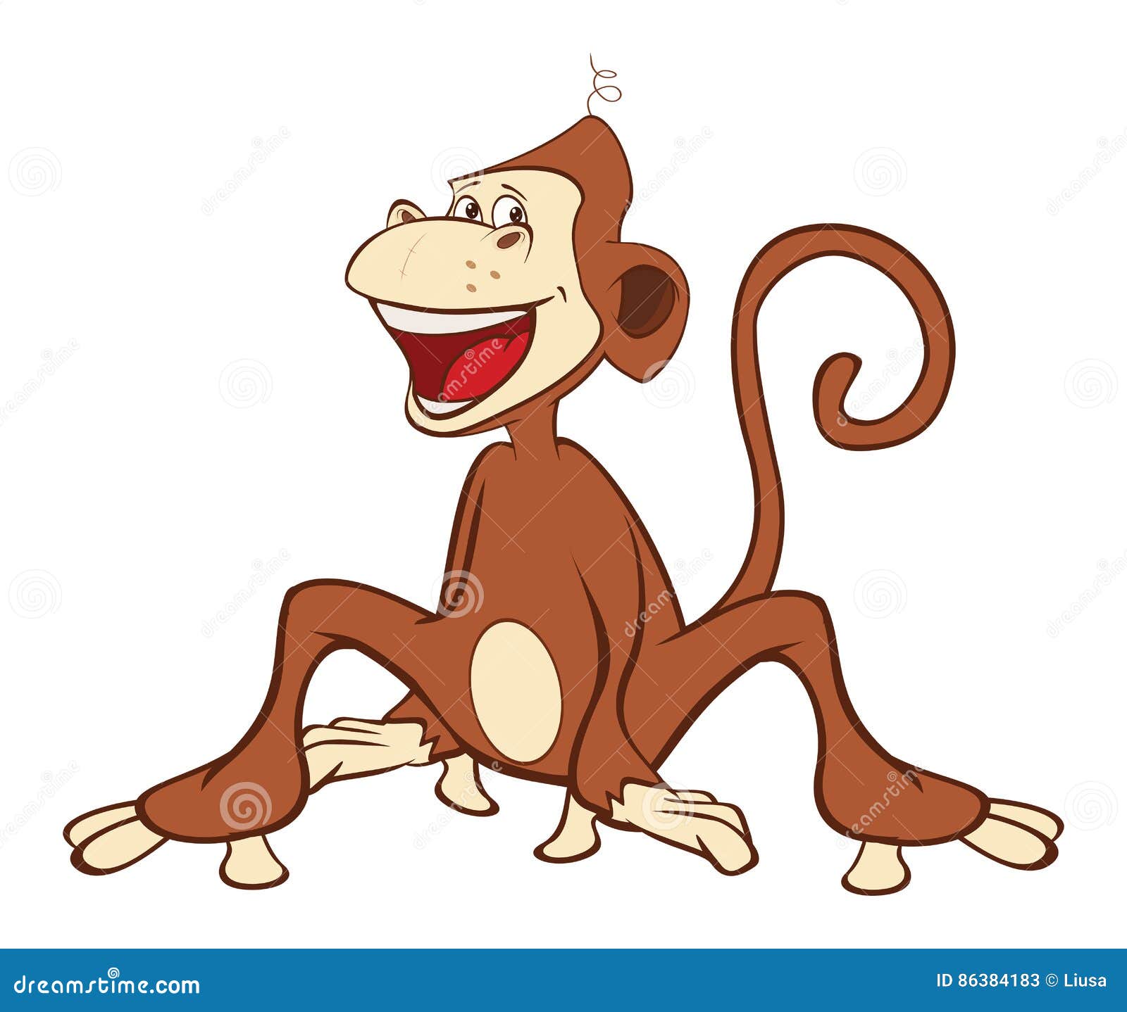 Illustration of a Cute Monkey. Cartoon Character Stock Vector ...