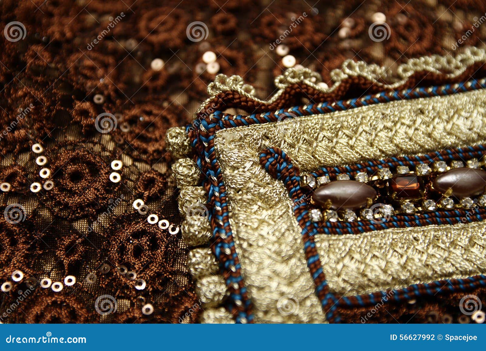 Brown Moroccan Caftan Embroidery Details Stock Photo - Image of textile ...