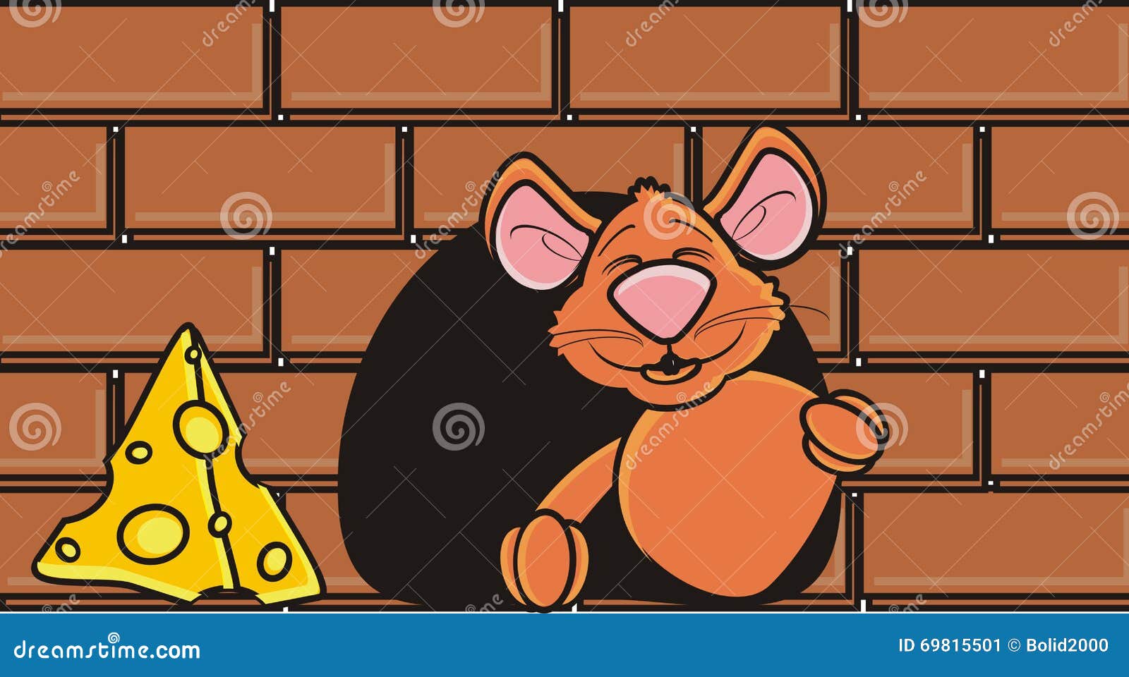 Brown Mouse Peeking Out from a Hole in the Wall Stock Illustration ...