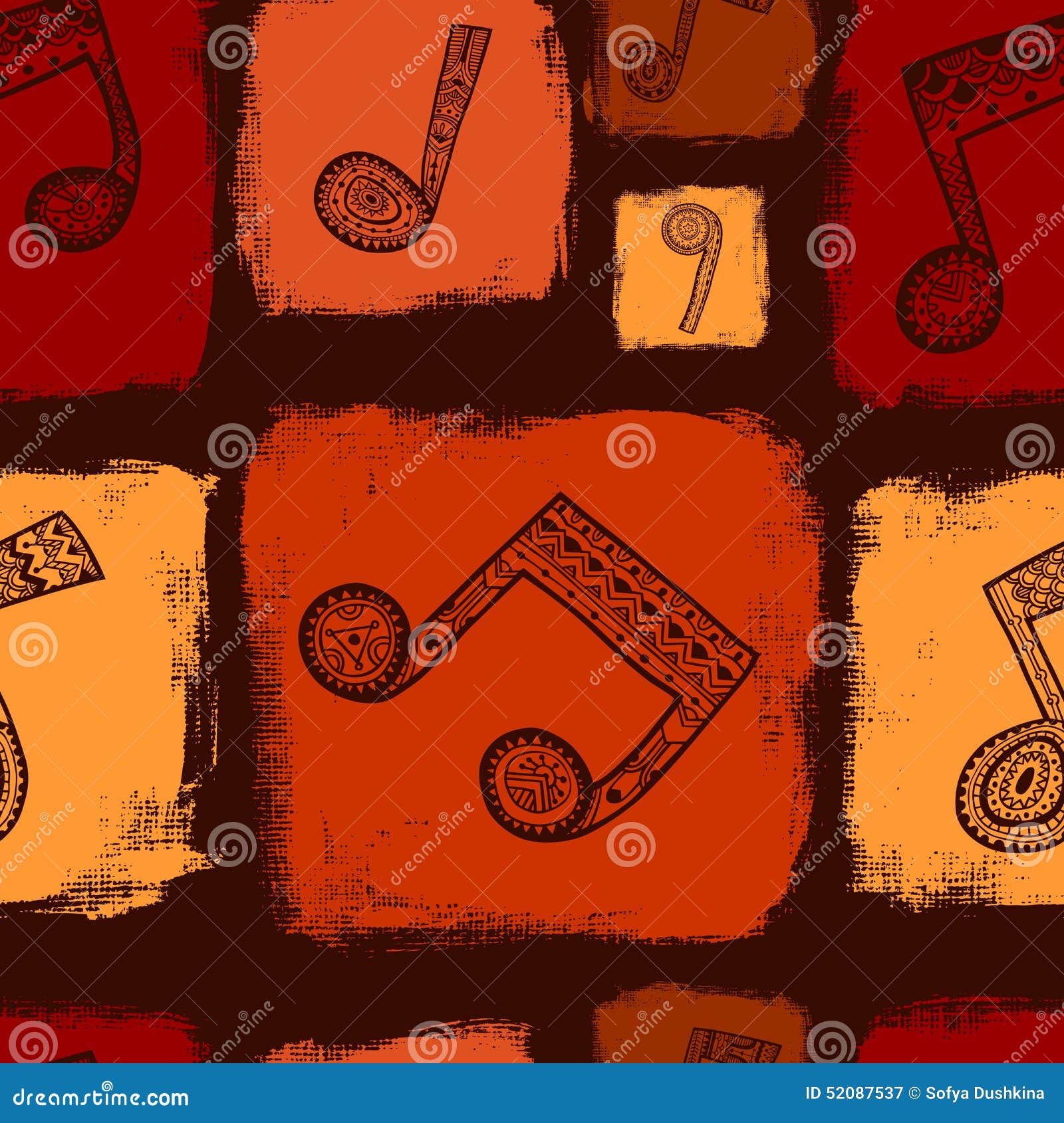 Brown Music Seamless Pattern Stock Vector - Illustration of musical ...