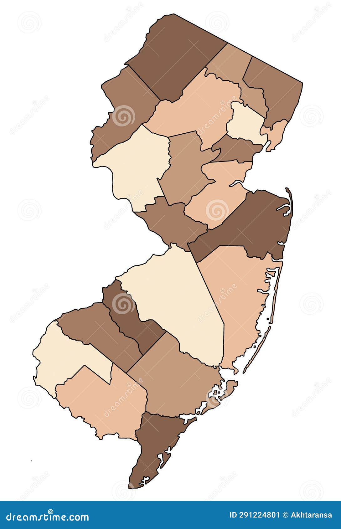 New Jersey Administrative Map. Counties Map Of New Jersey With ...