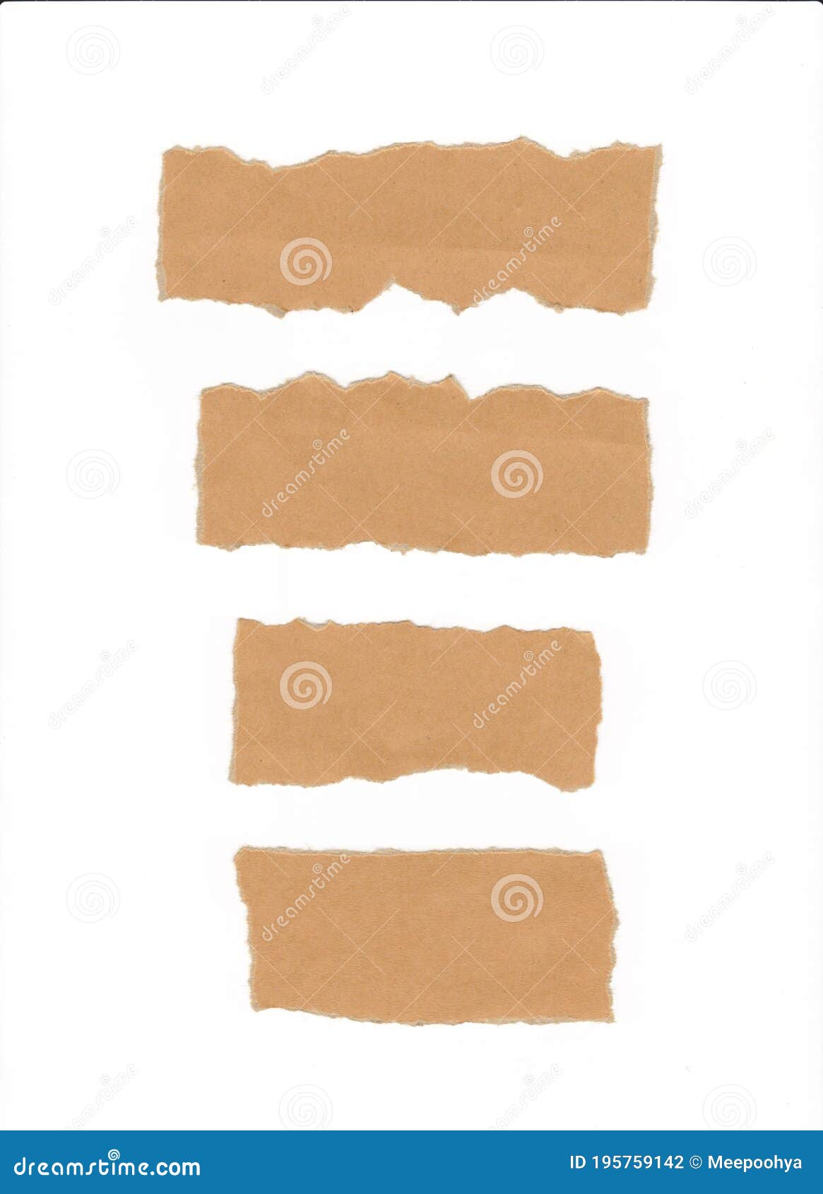 Brown Note Paper Torn of Rectangle Isolated on White Background Stock ...