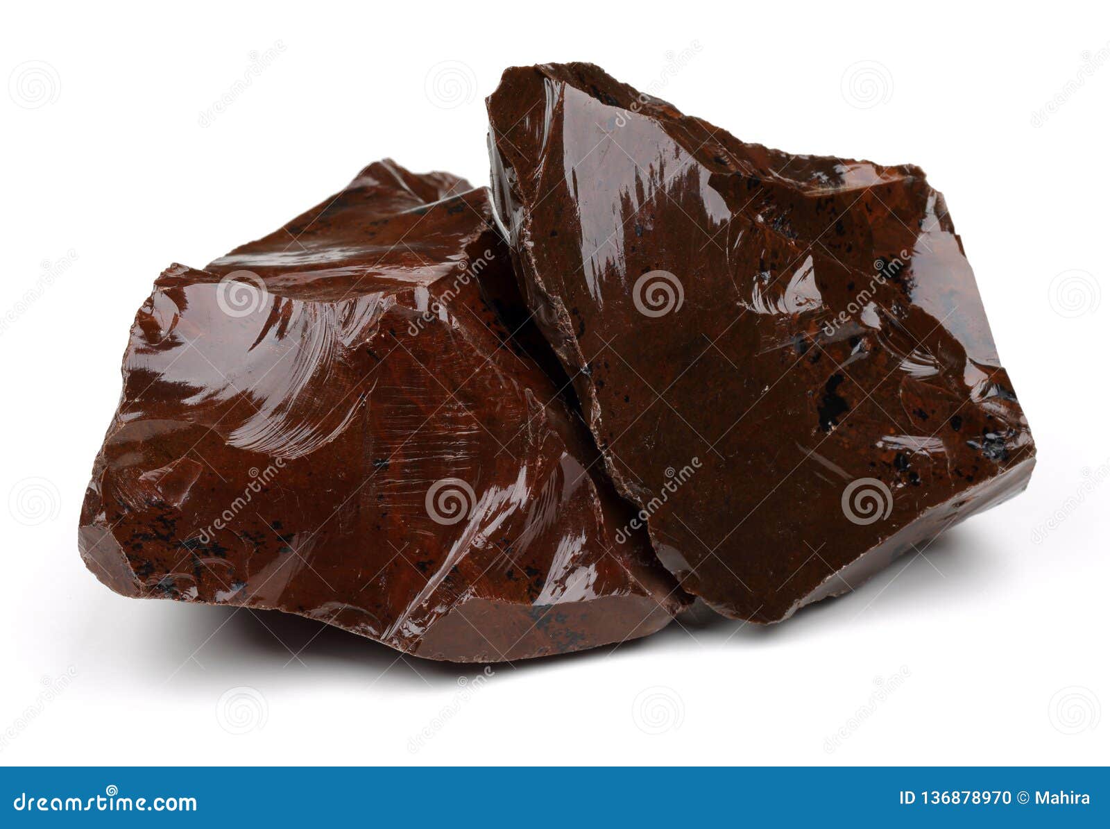Brown Obsidian Pieces on White Background Stock Photo - Image of great ...