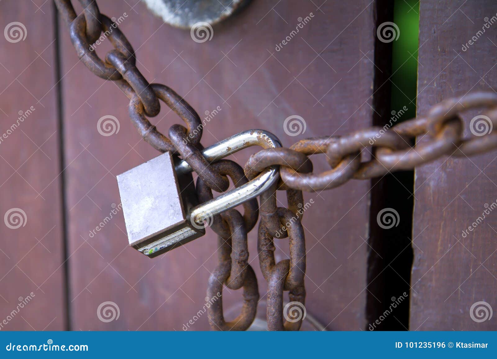Brown Old Gate Locked by Old Rusty Chain and Locker Stock Photo - Image ...