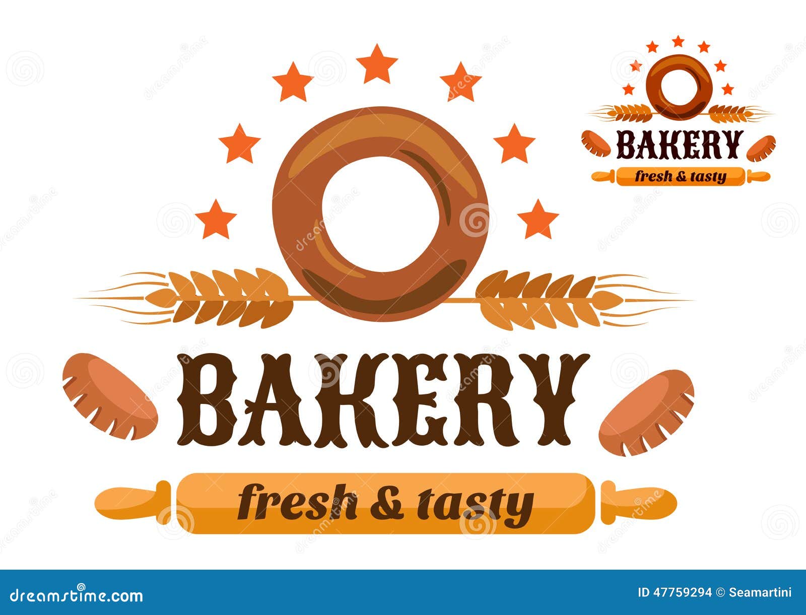 Brown and Orange Bakery Emblem Stock Vector - Illustration of cafe ...