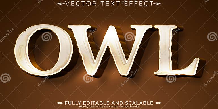 Brown Owl Text Effect, Editable Forest and Animals Font Style Stock ...