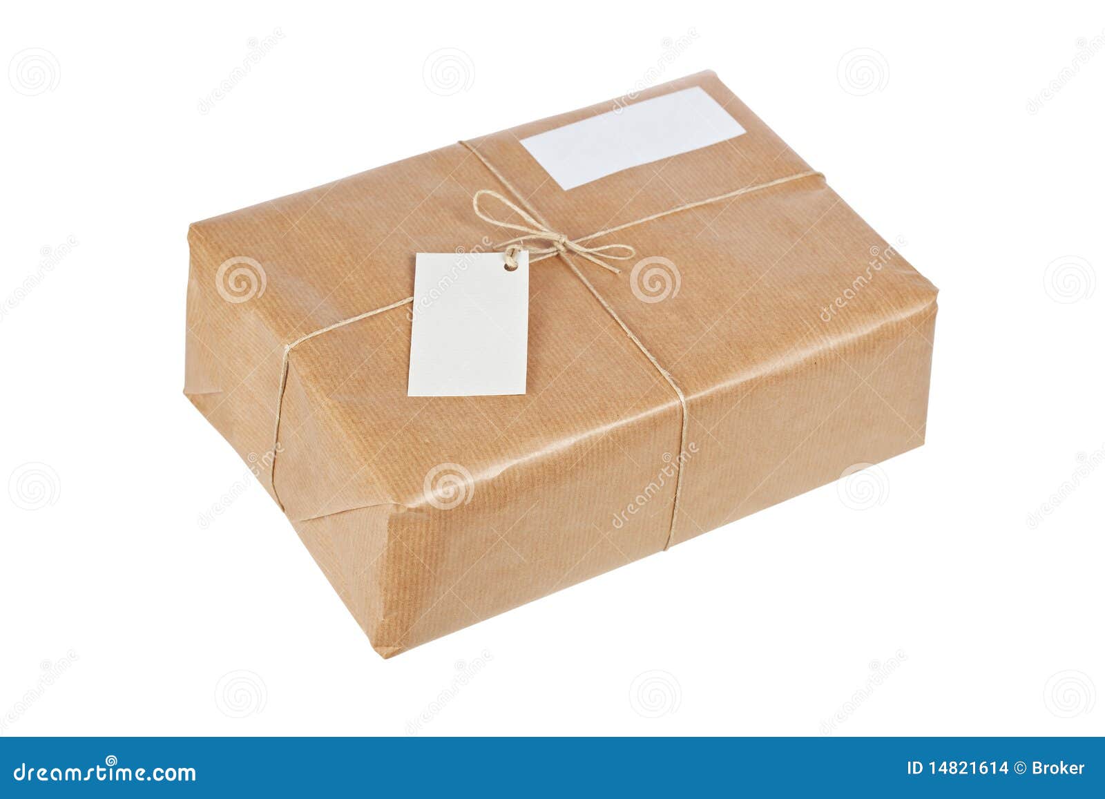 Brown Package with Blank Labels Stock Photo - Image of container ...