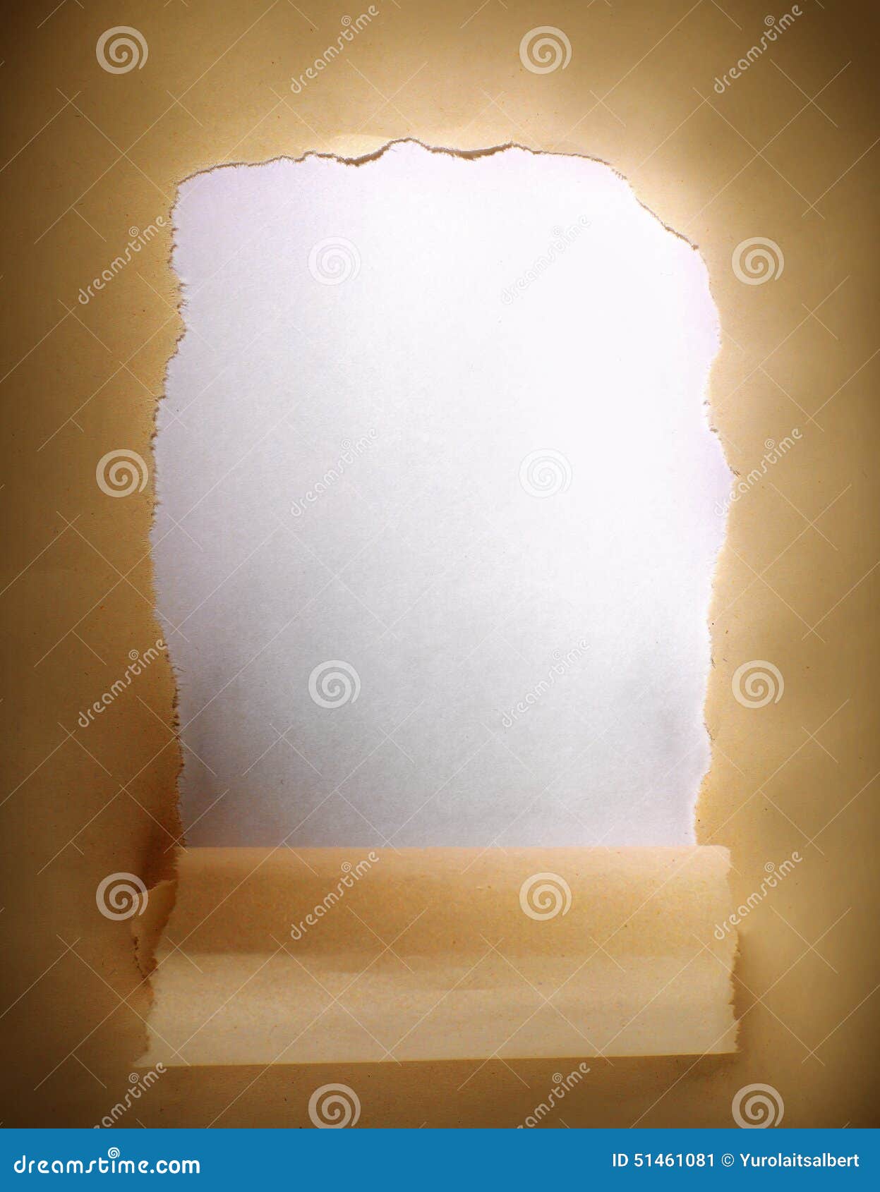 Brown Package Paper Torn To Reveal White Panel Stock Image - Image of ...