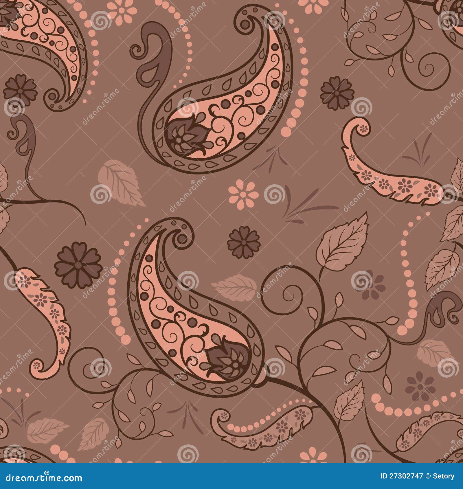 Brown paisley stock vector. Illustration of floral, lace - 27302747