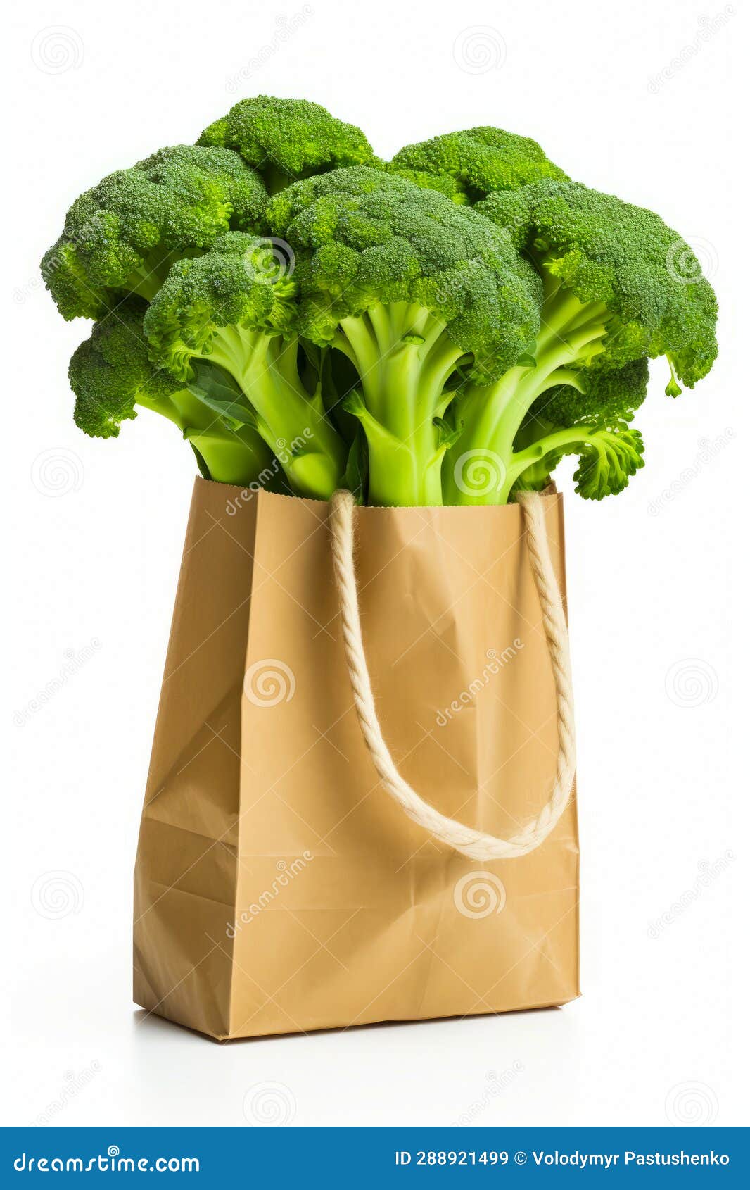 Brown Paper Bag with Bunch of Broccoli Inside. Generative AI Stock ...