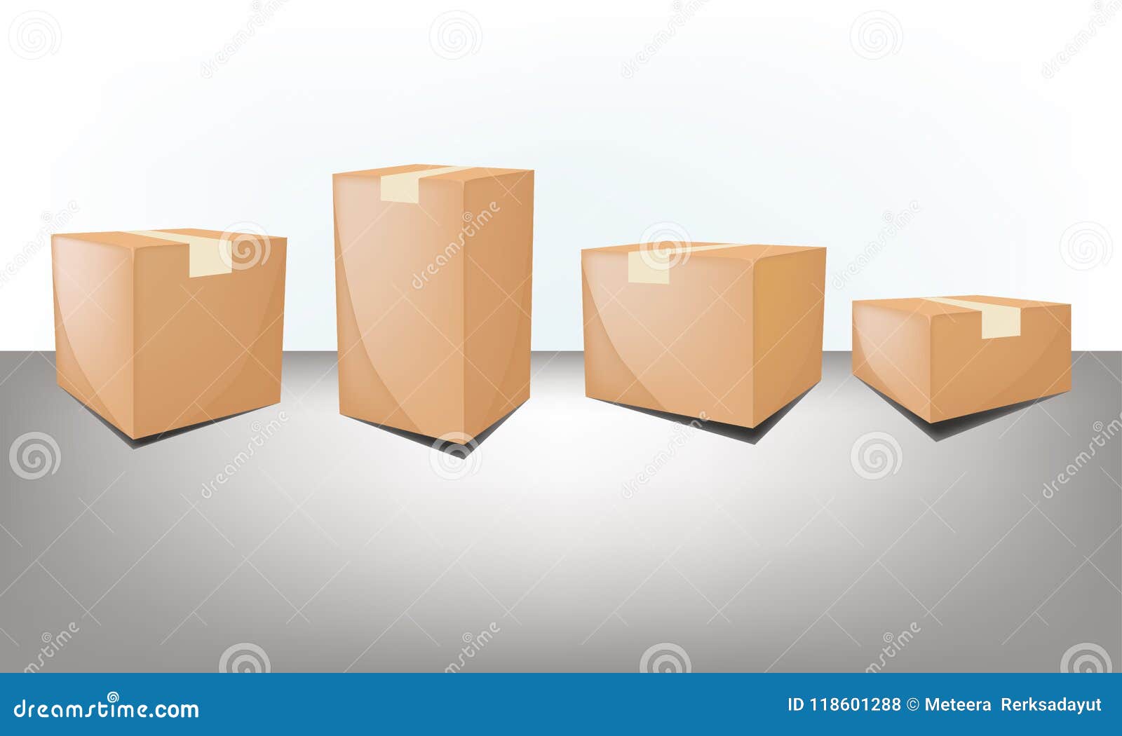 Brown Paper Cardboard Boxes Set Stock Illustration - Illustration of ...