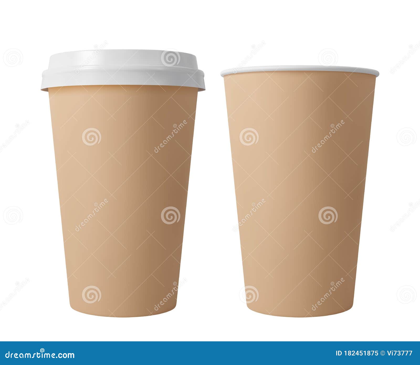Brown Paper Coffee Cup with Lid. Open and Closed Paper Cup. Realistic ...