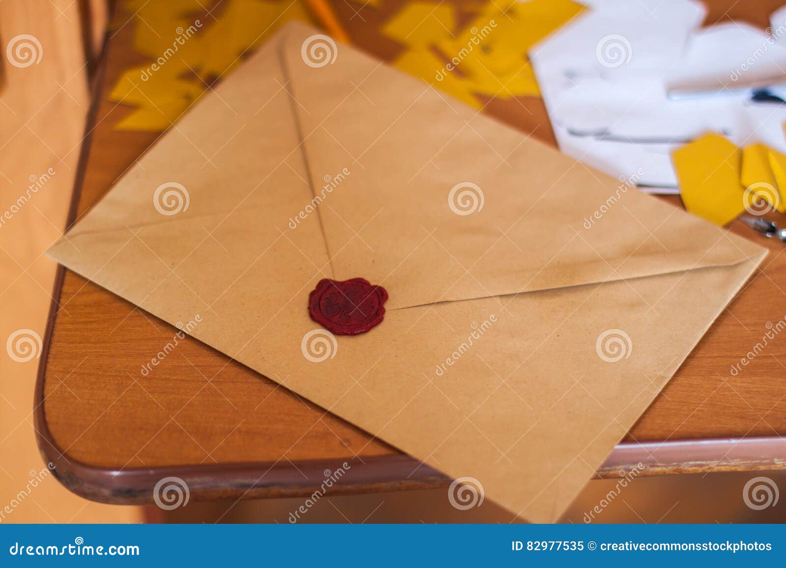 Brown Paper Envelope On Table Picture. Image: 82977535