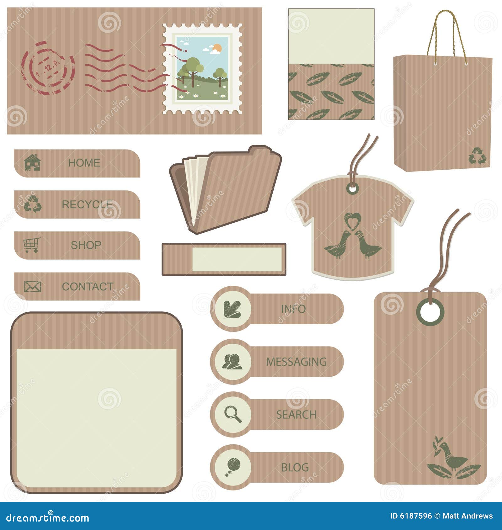 Brown Paper Bag Folded, Mouth Bag There Are Circle Stickers And ...