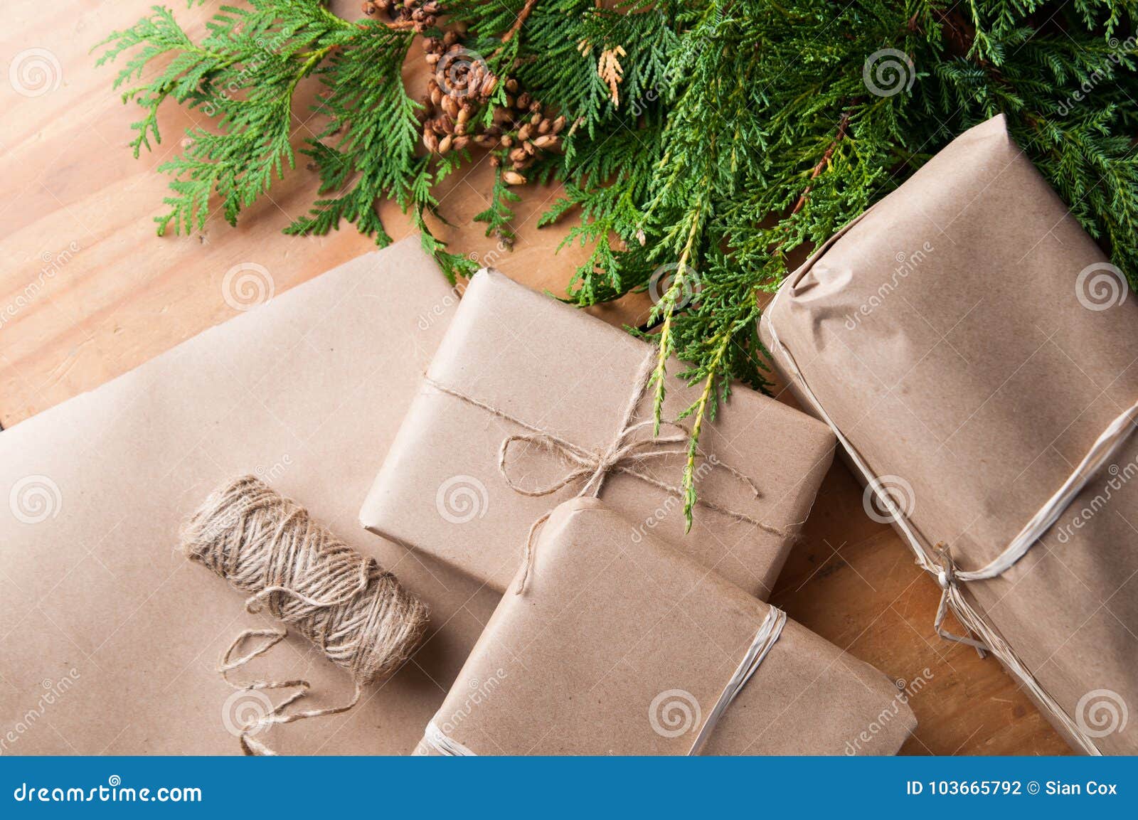 Brown Paper Packages Wrapped Up with String Stock Photo - Image of ...