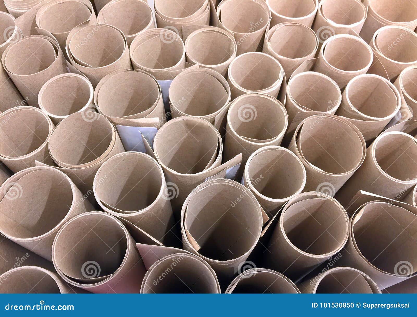 Brown Paper Rolls Background Stock Photo - Image of tube, pattern ...