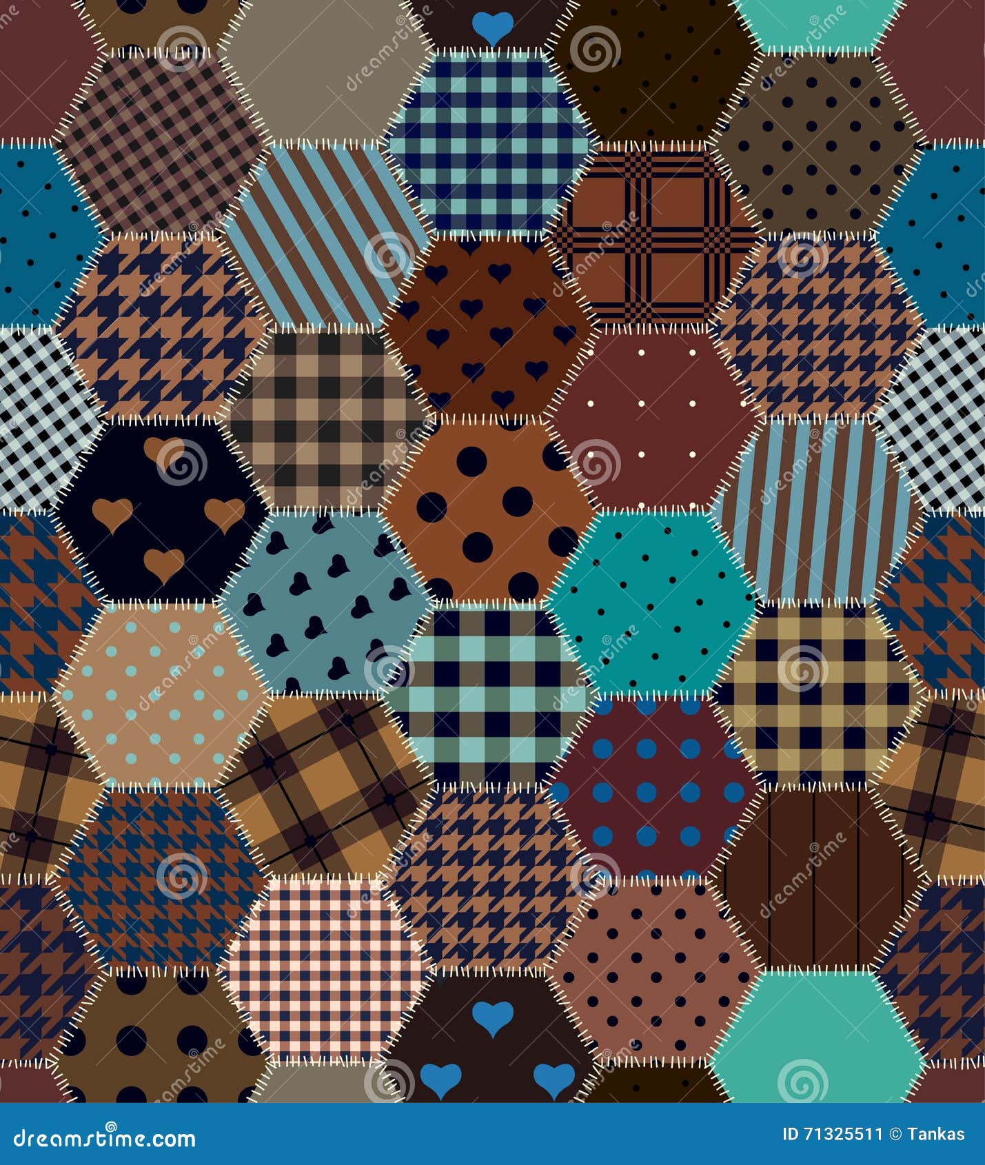 Brown patchwork hexagon stock vector. Illustration of pollen - 71325511