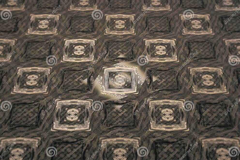 Brown Pattern with Embossed Squares on a Black Background. Stock ...