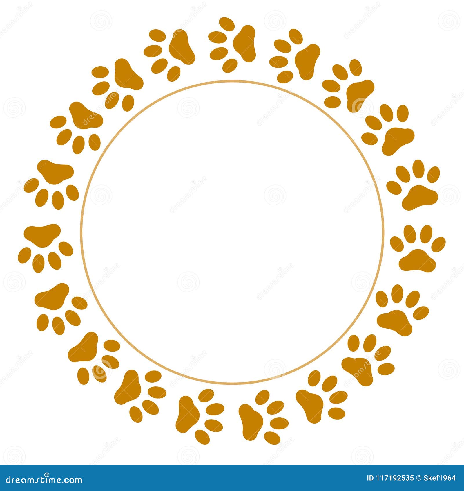 Round Frame with Animal Paw Prints Vector Image. Stock Vector ...