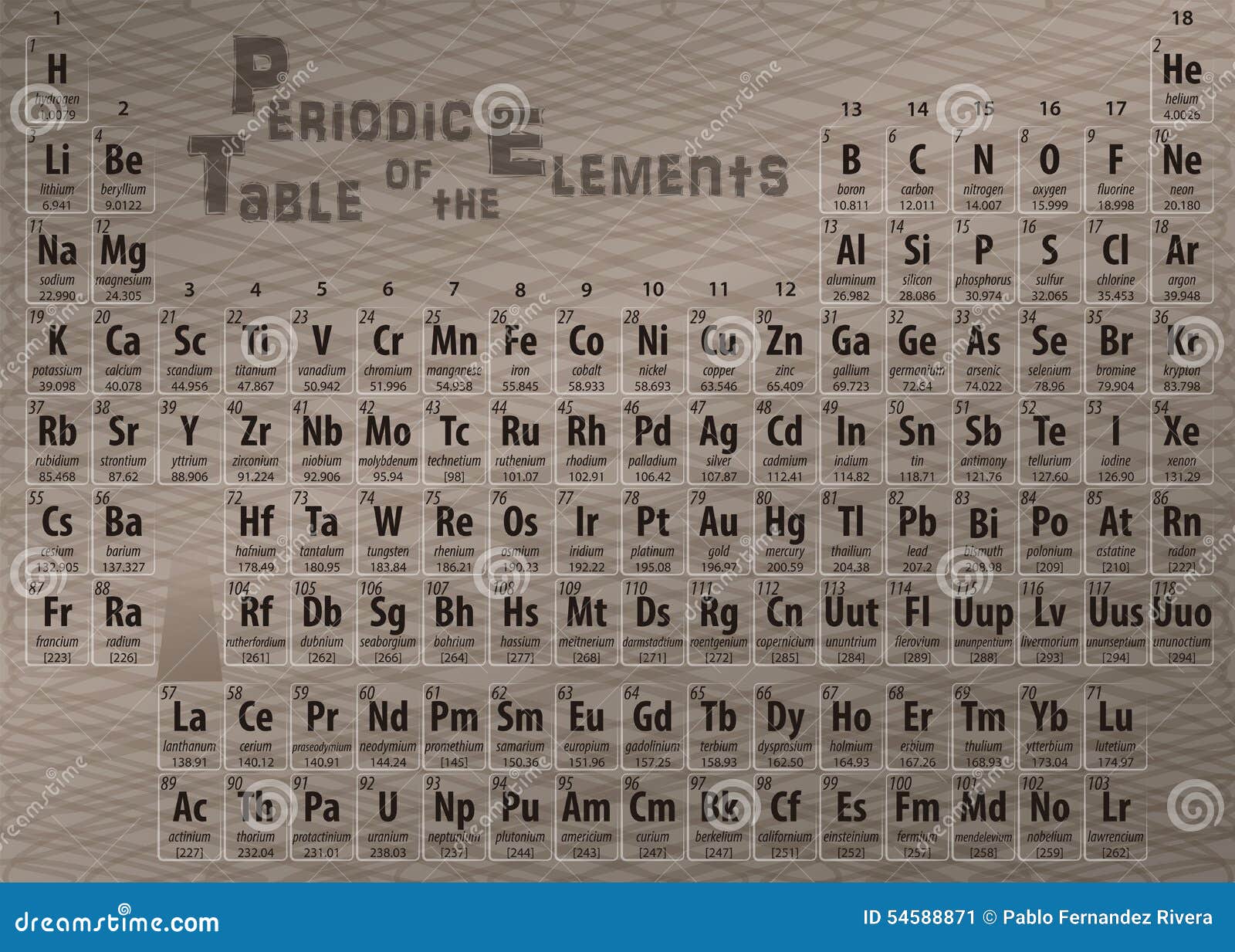 Brown Periodic Table of the Elements Stock Illustration - Illustration ...