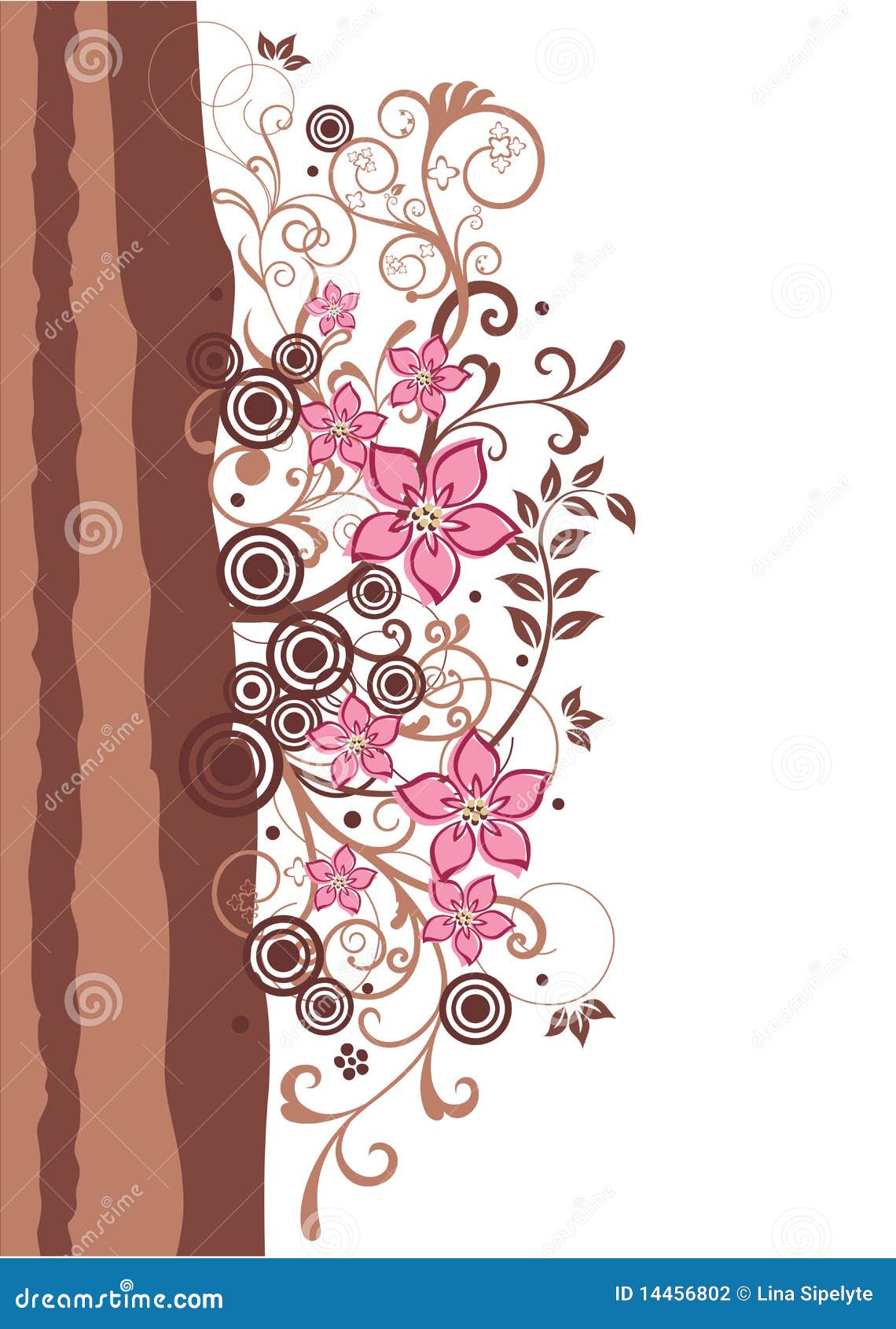 Brown and Pink Floral Border Stock Vector - Illustration of design ...