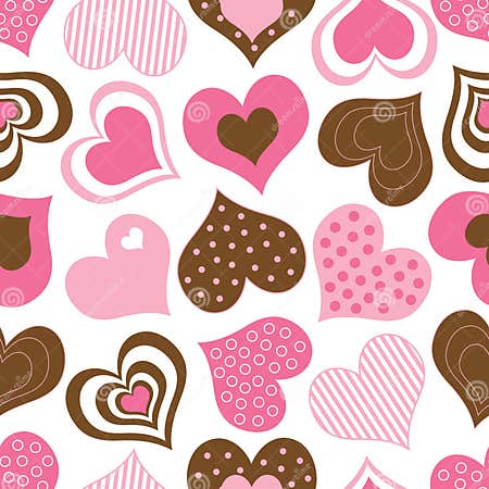 Brown and Pink Hearts Pattern Stock Vector - Illustration of pink ...