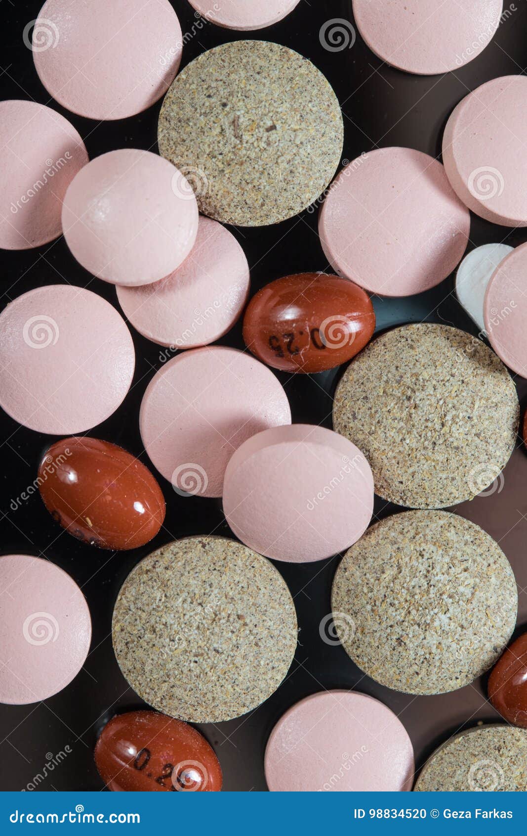 Brown and Pink Painkiller Tablets and Pills Stock Photo - Image of ...