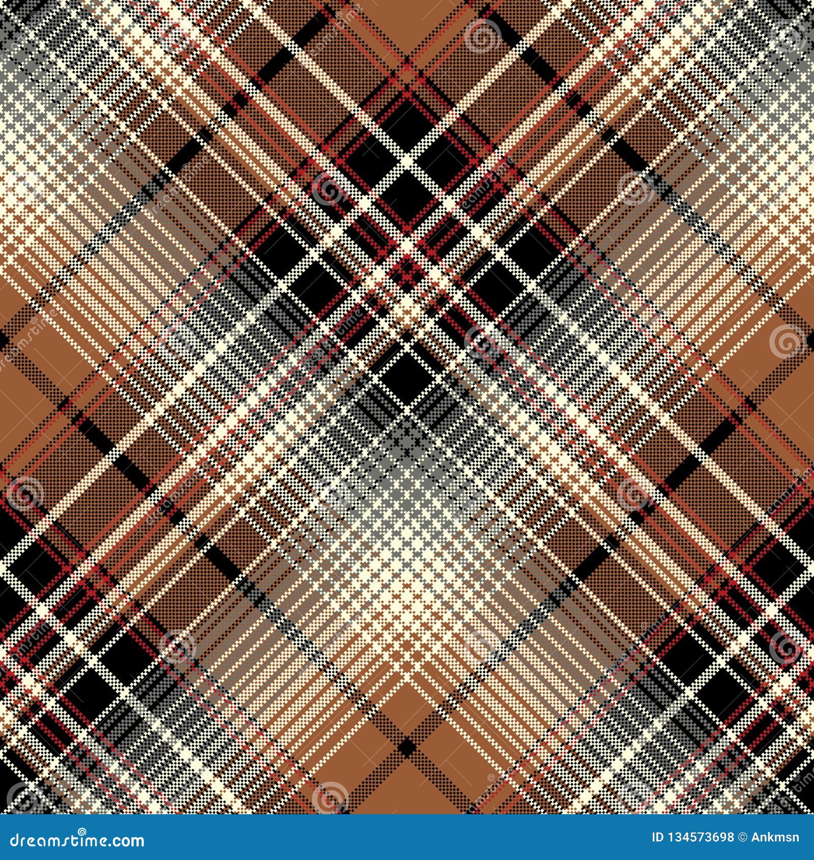Brown Pixel Check Seamless Pattern Stock Vector - Illustration of brown ...