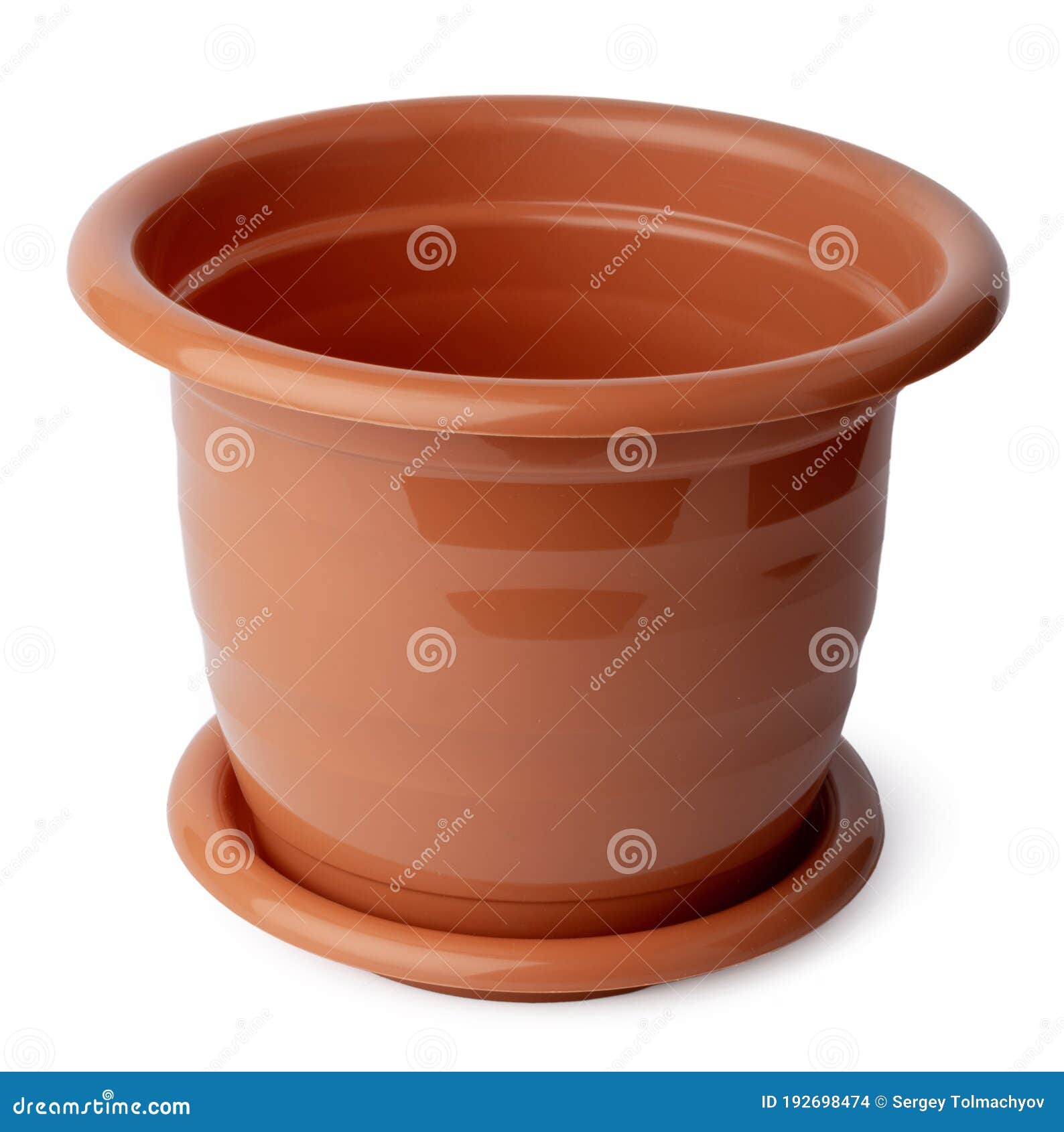 Brown Plastic Flower Pot Isolated on White Stock Photo - Image of ...
