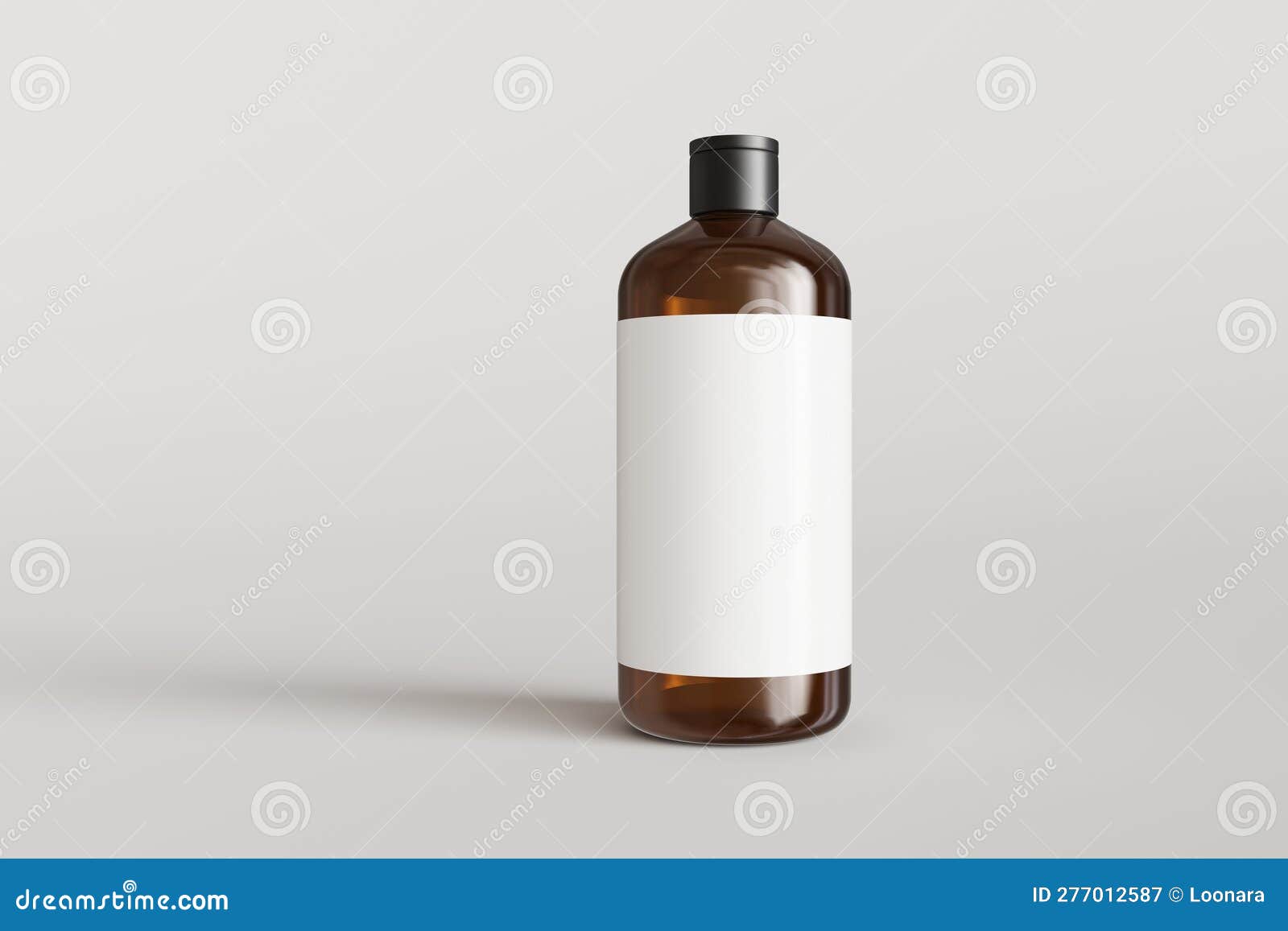Brown Plastic Hampoo Bottle with Label on Gray Background Front View 3D ...