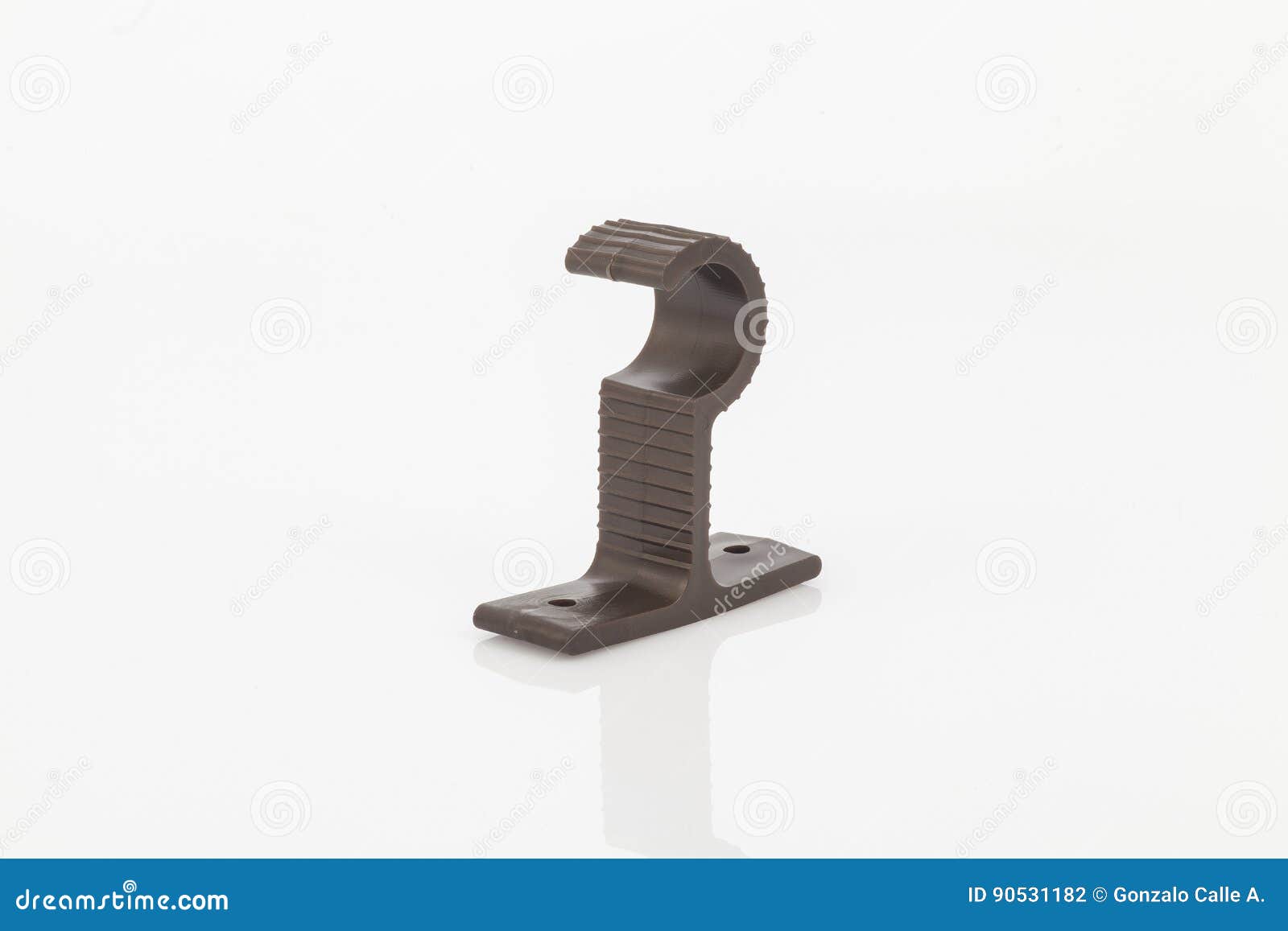 Brown Plastic Support for Curtain Poles on White Background Stock Photo ...