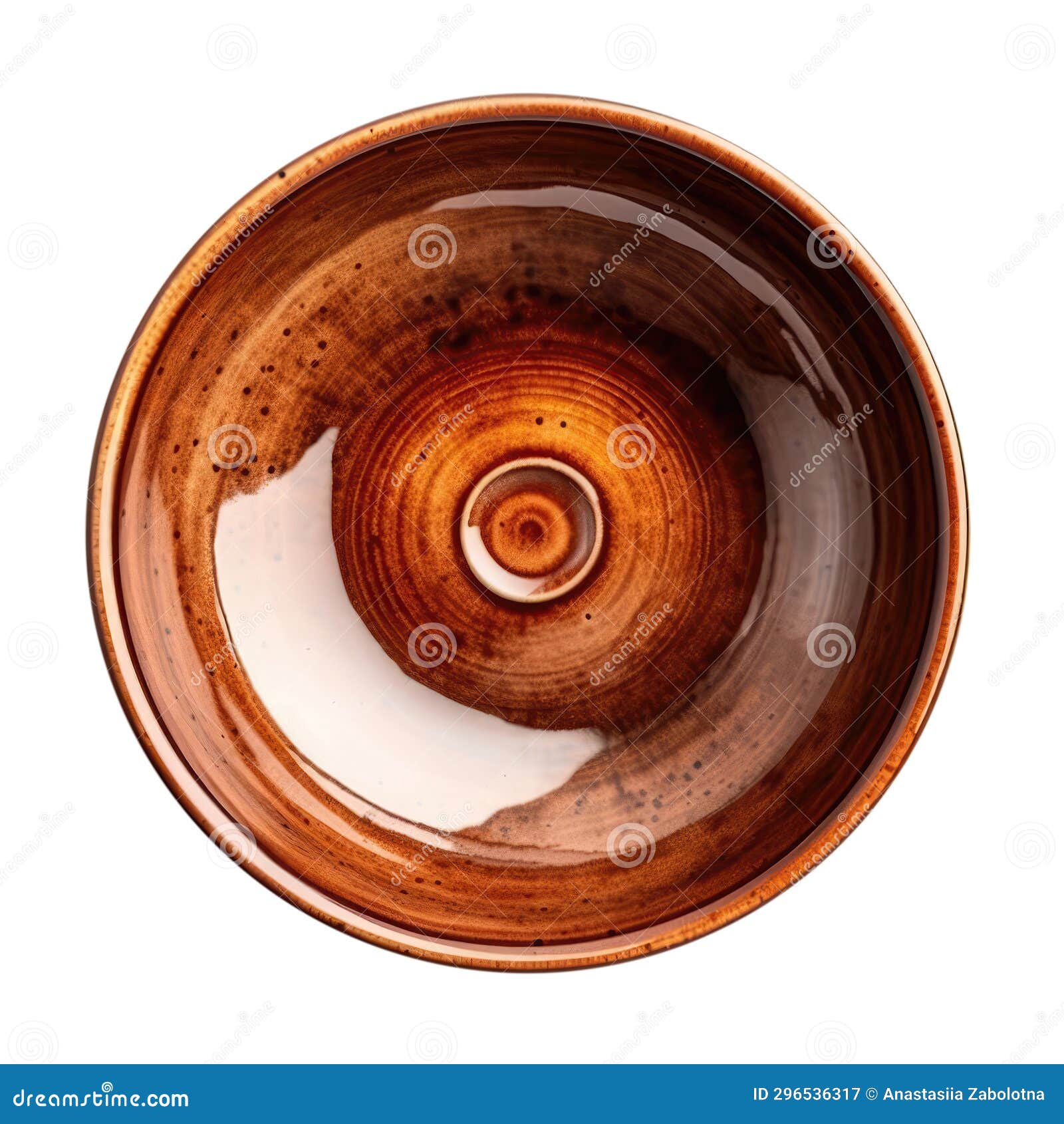 Brown Plate Directly Above View on Isolated White Background Stock ...