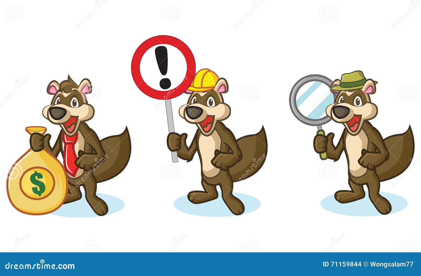 Brown Polecat Mascot with Sign Stock Vector - Illustration of color ...
