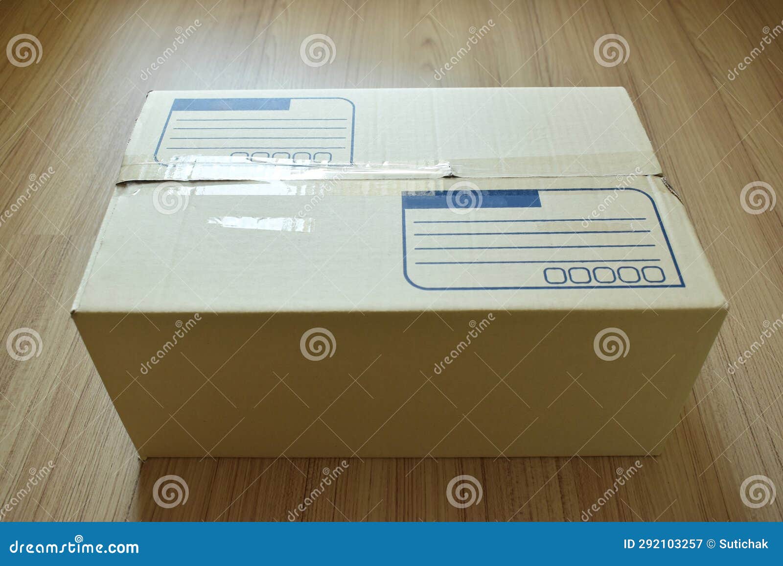 Brown Post Box Packaging Put on Wood Floor Stock Image - Image of board ...
