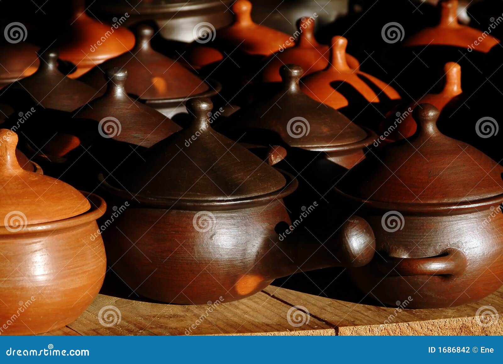 Brown pottery pots stock photo. Image of shade, ornate - 1686842