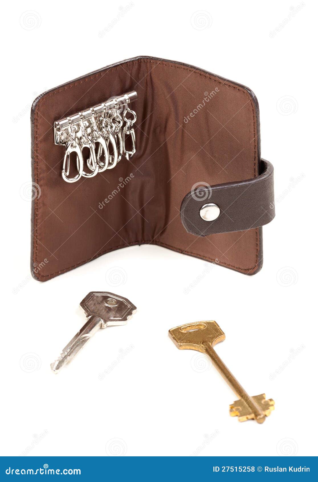 Brown Purse for the Keys with Two Keys. Stock Photo - Image of macro ...