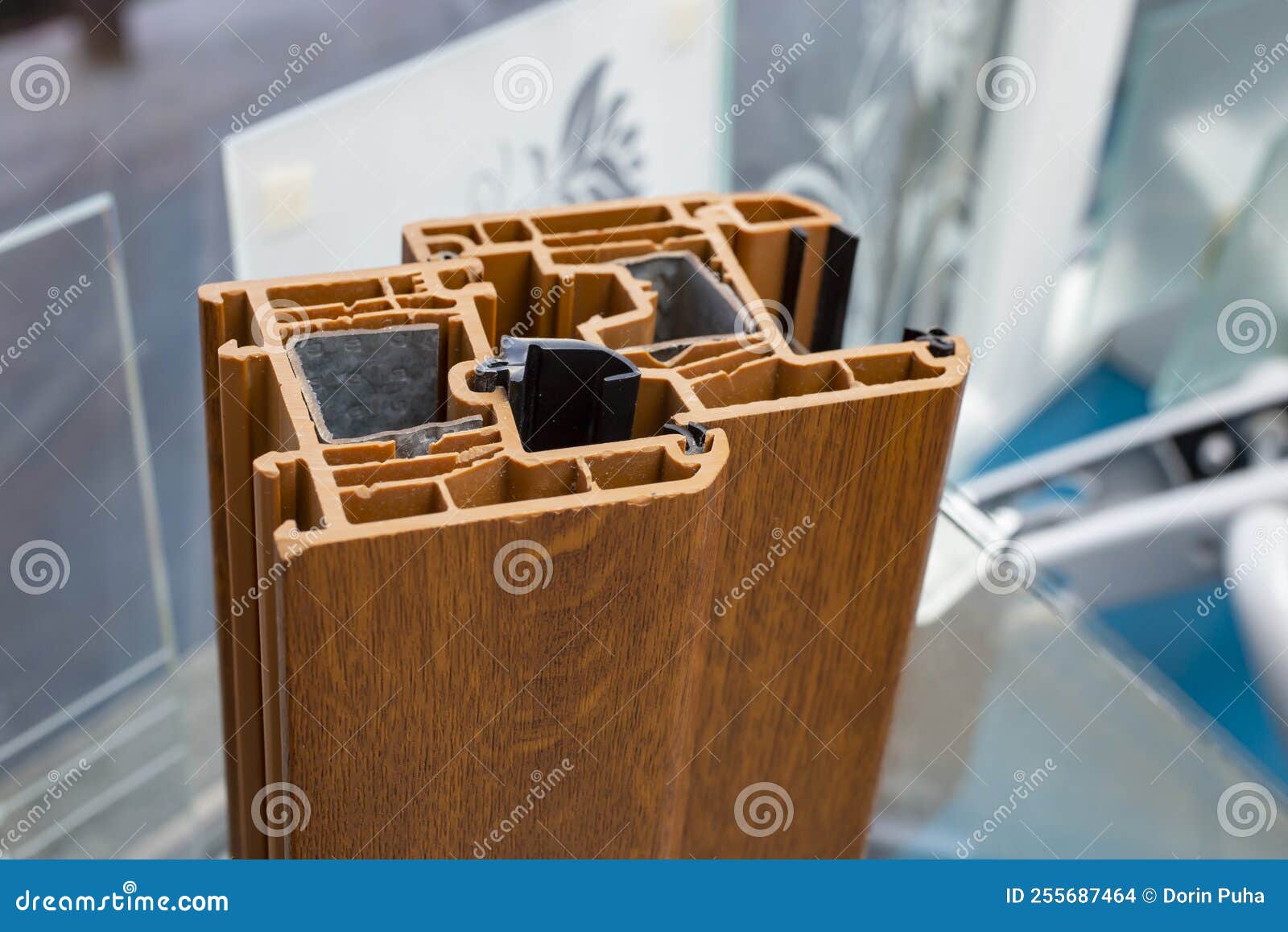 Brown Pvc Window Cross Section Stock Photo - Image of house ...