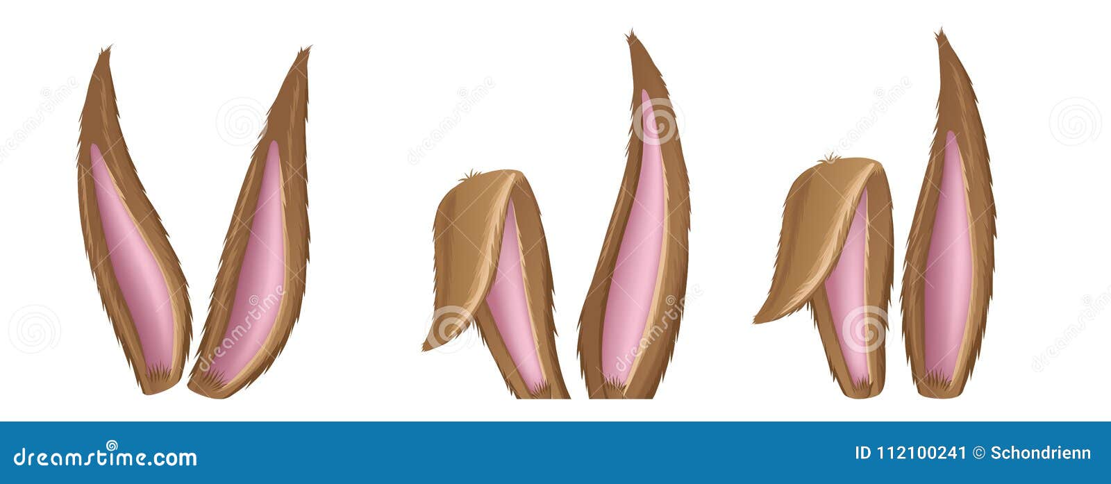 Brown Rabbit Ear Collection for Easter and Costume Stock Vector ...