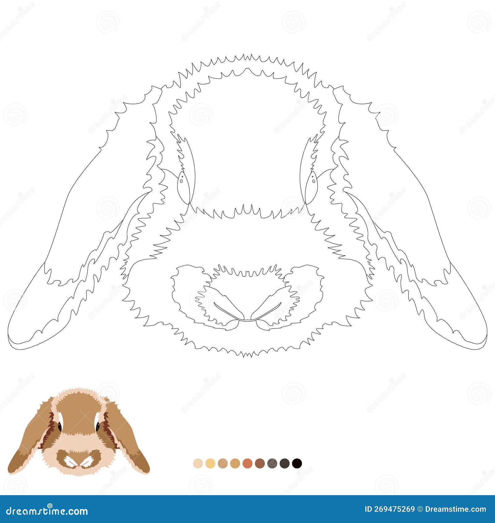 Brown Rabbit with Long Ears Coloring Page, Children S Drawing for ...
