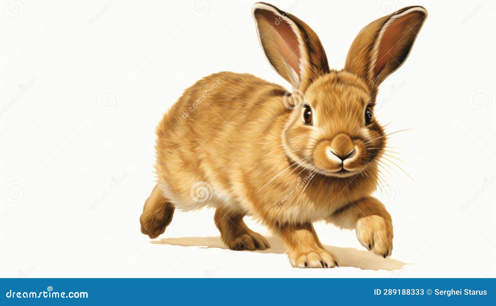 A Brown Rabbit is Running on a White Background, AI Stock Image - Image ...