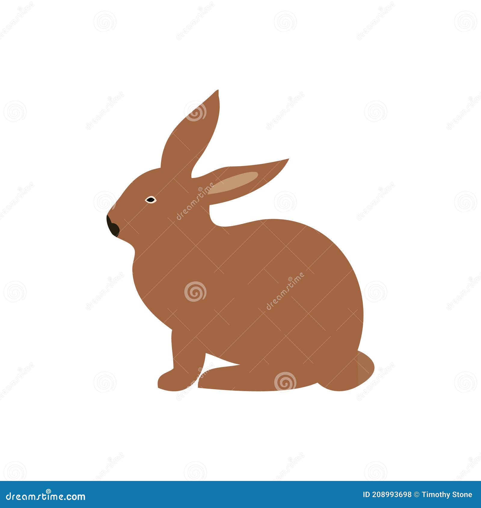 Brown Rabbit Vector Illustration on White Backdrop Stock Vector ...