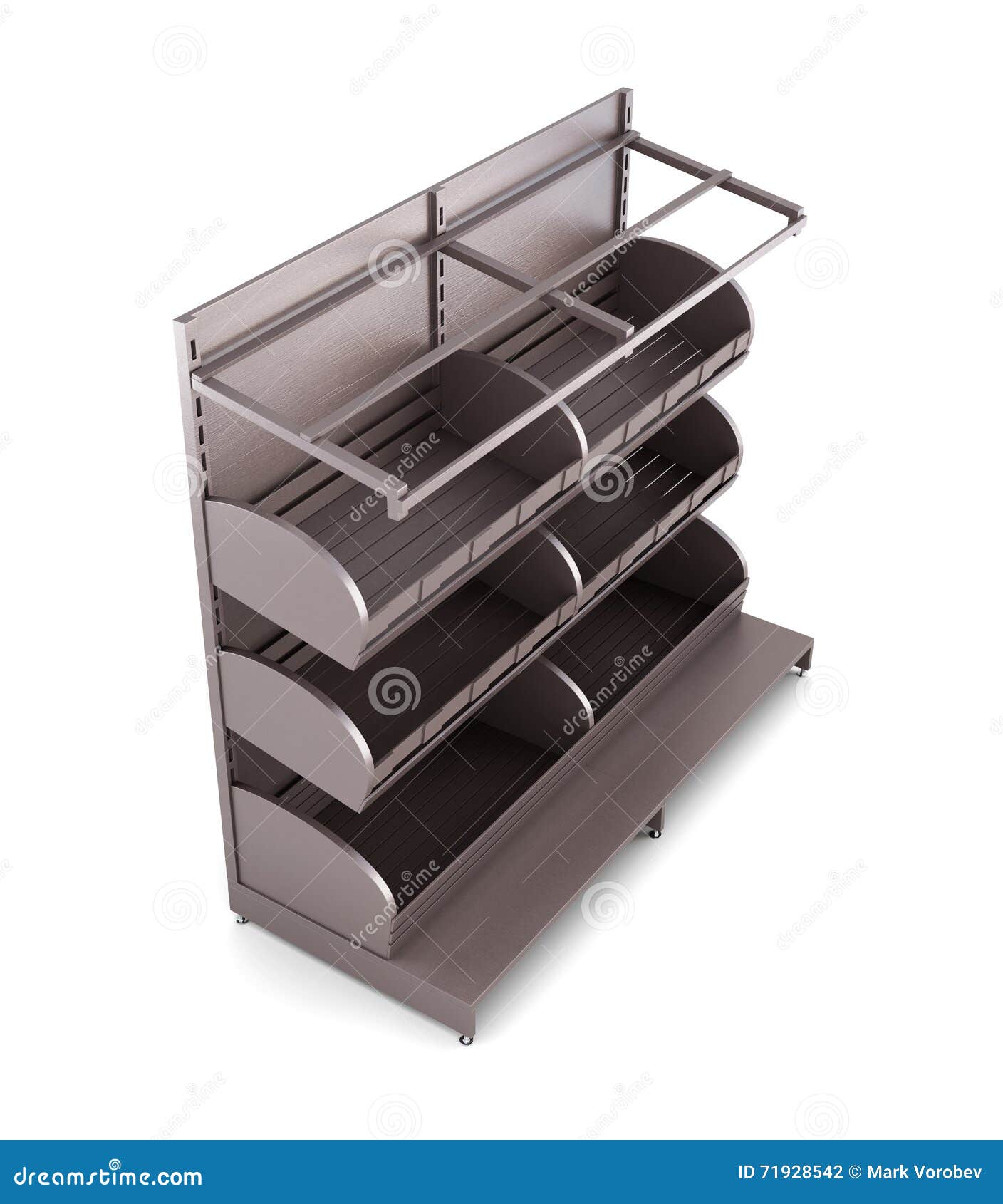 Brown Rack for Bakery Products on White Background. 3d Stock ...
